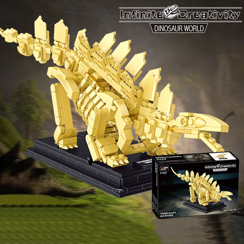 Stegosaurus Dinosaur Skeleton Building Blocks Educational Fossil Model ...