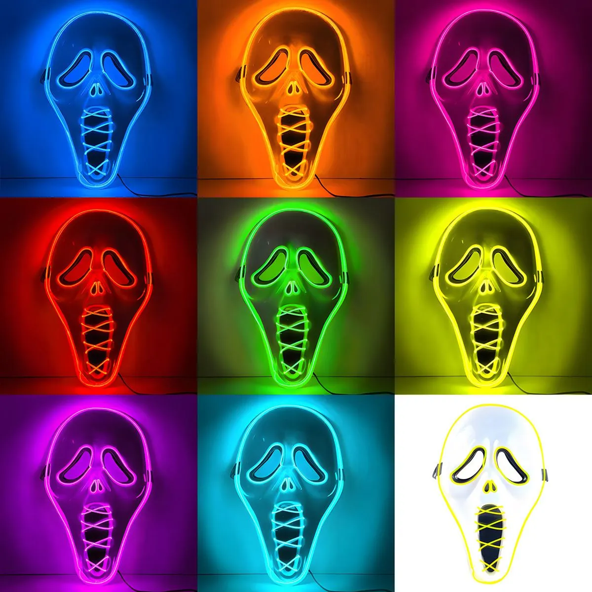 Light Up LED Skull Mask, Halloween Cosplay Mask For Masquerade, Night ...