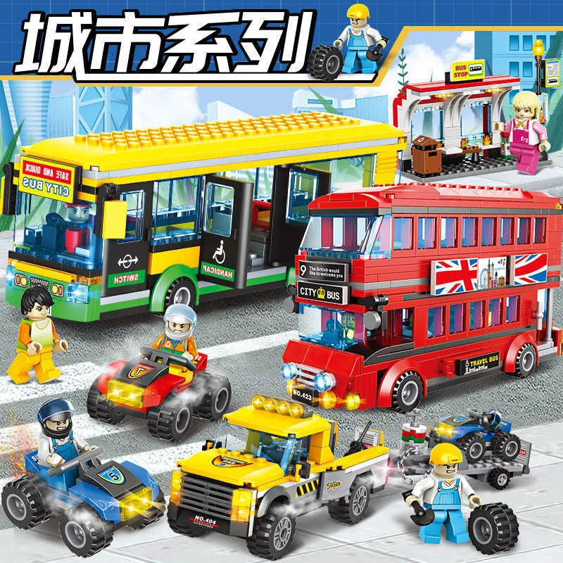 City Traffic Series Building Blocks Small Particle Bus, Truck ...