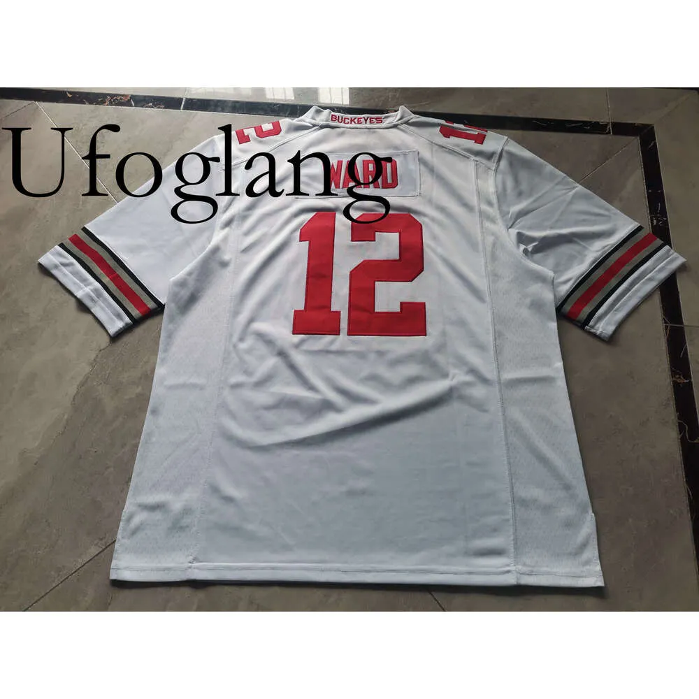 Uf8 Football Jersey Denzel Ward Black Red, Men's, Women's, Youth, High ...