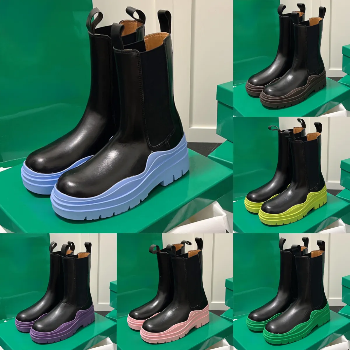 Designer Boots Platform Chelsea Boots Colorful Rubber Outsole Antiskid ...