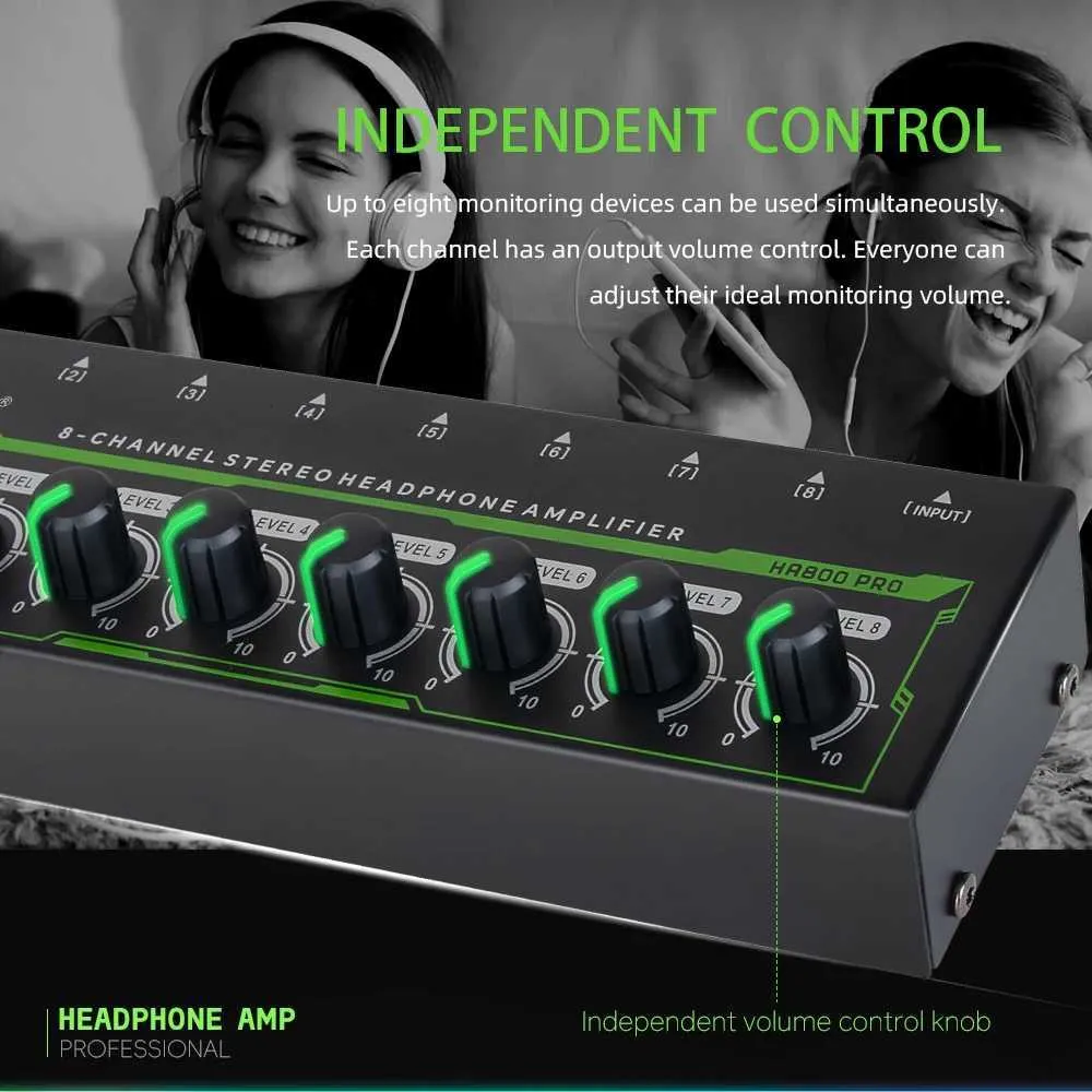 800 PRO Ultra-Compact 8-Channel Stereo Audio Amplifier with Power ...