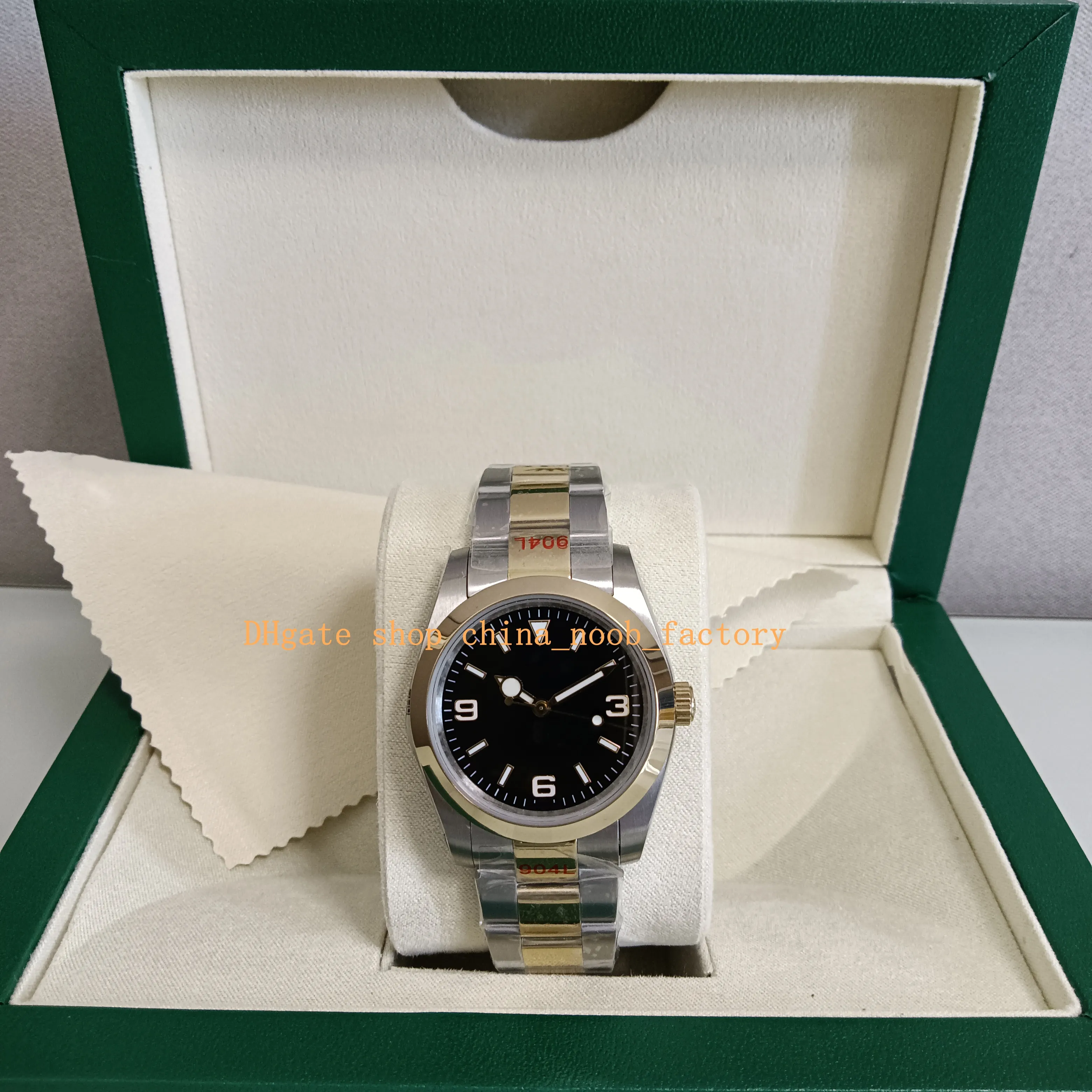 Brand 124273 Mechanical Unisex Watch 36mm Black Dial Two Tone 18K ...