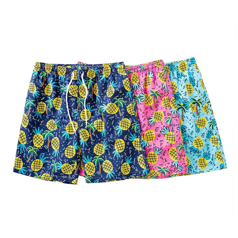 Beach Pants: Men's Pineapple Pattern Digital Print Casual Five-Quarter ...