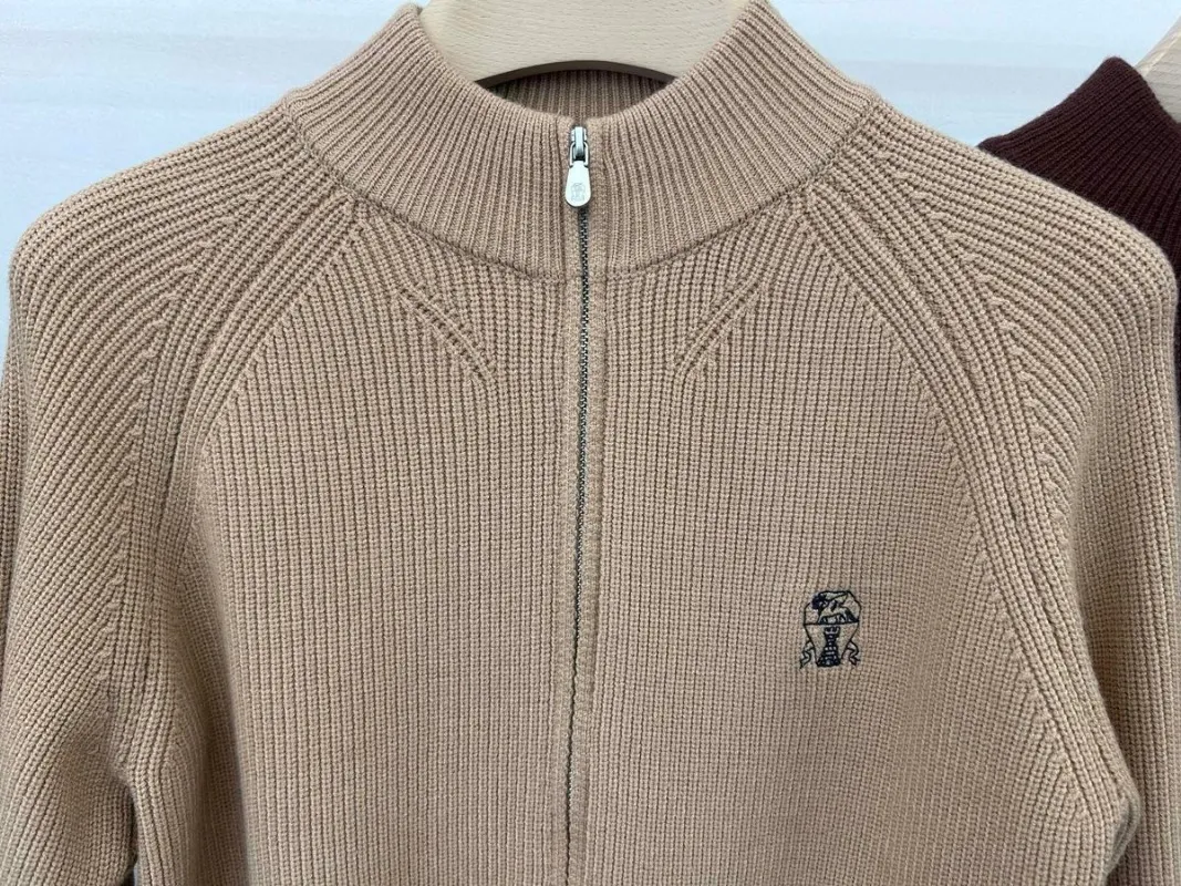 Men's Italian Embroidered 100% Wool Leisure Knitted Sweater Cardigan ...