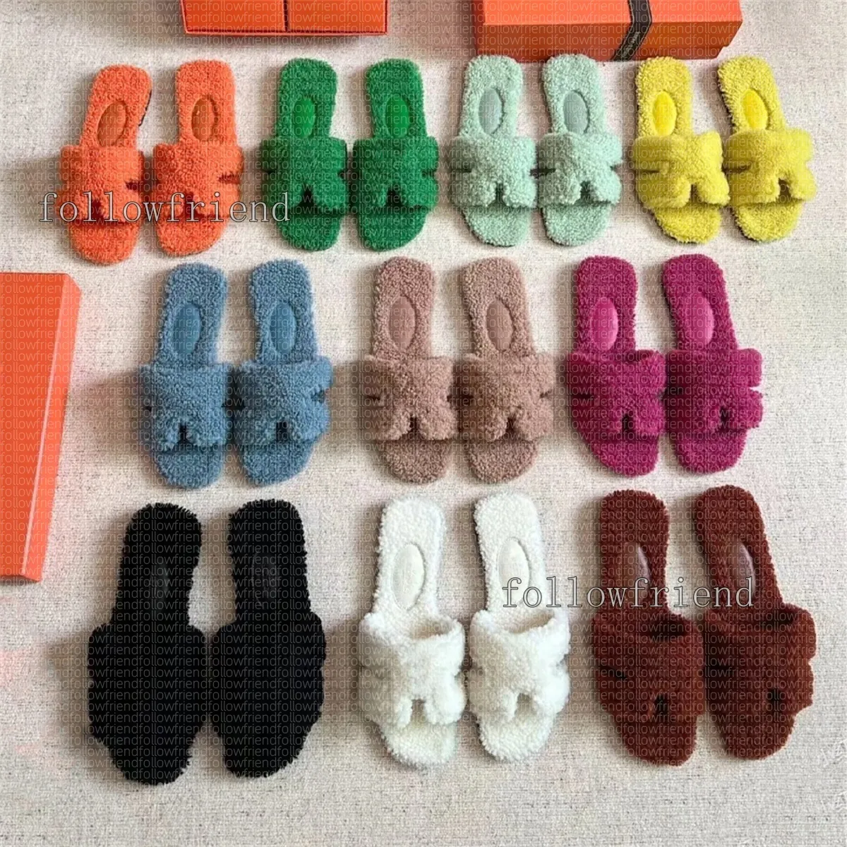 Luxury Slides Designer Slippers Women Slippers Furry Slides H Letter ...