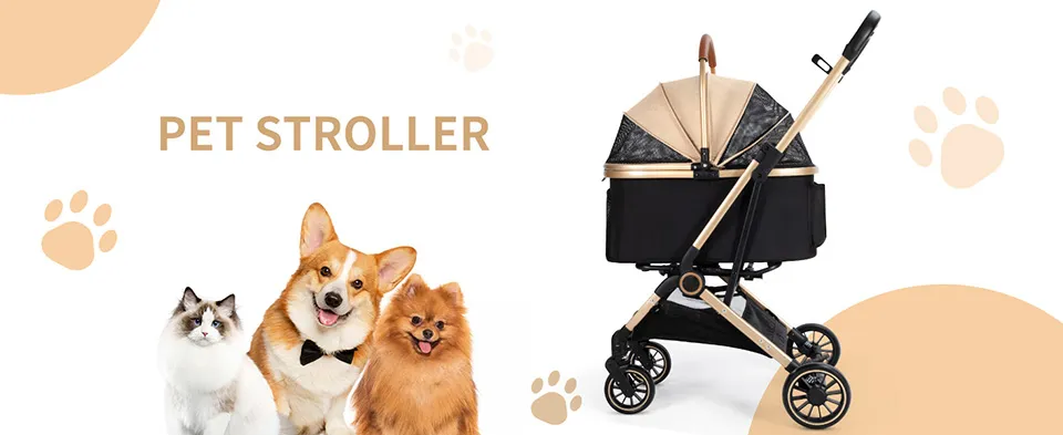 Portable Pet Stroller with Aluminum Frame for Small and Medium Dogs and ...