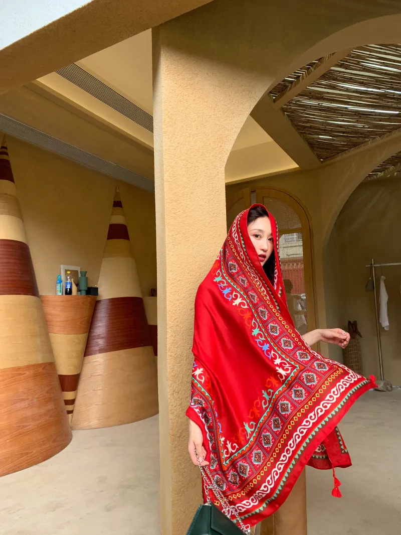 Shawl Scarf Dual Beach Sunscreen: Red Big Scarf for Women, Desert ...