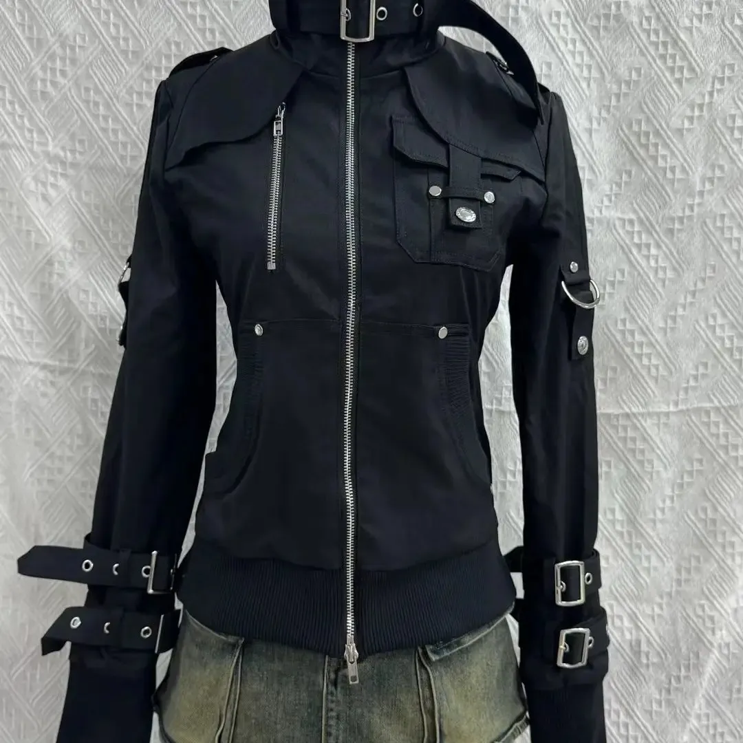 Techwear Style Hip Hop Punk Retro Moto Biker Jacket Outerwear Vintage ...