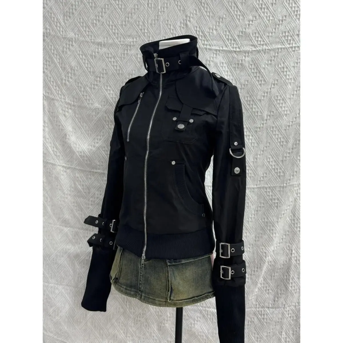 Techwear Style Hip Hop Punk Retro Moto Biker Jacket Outerwear Vintage ...
