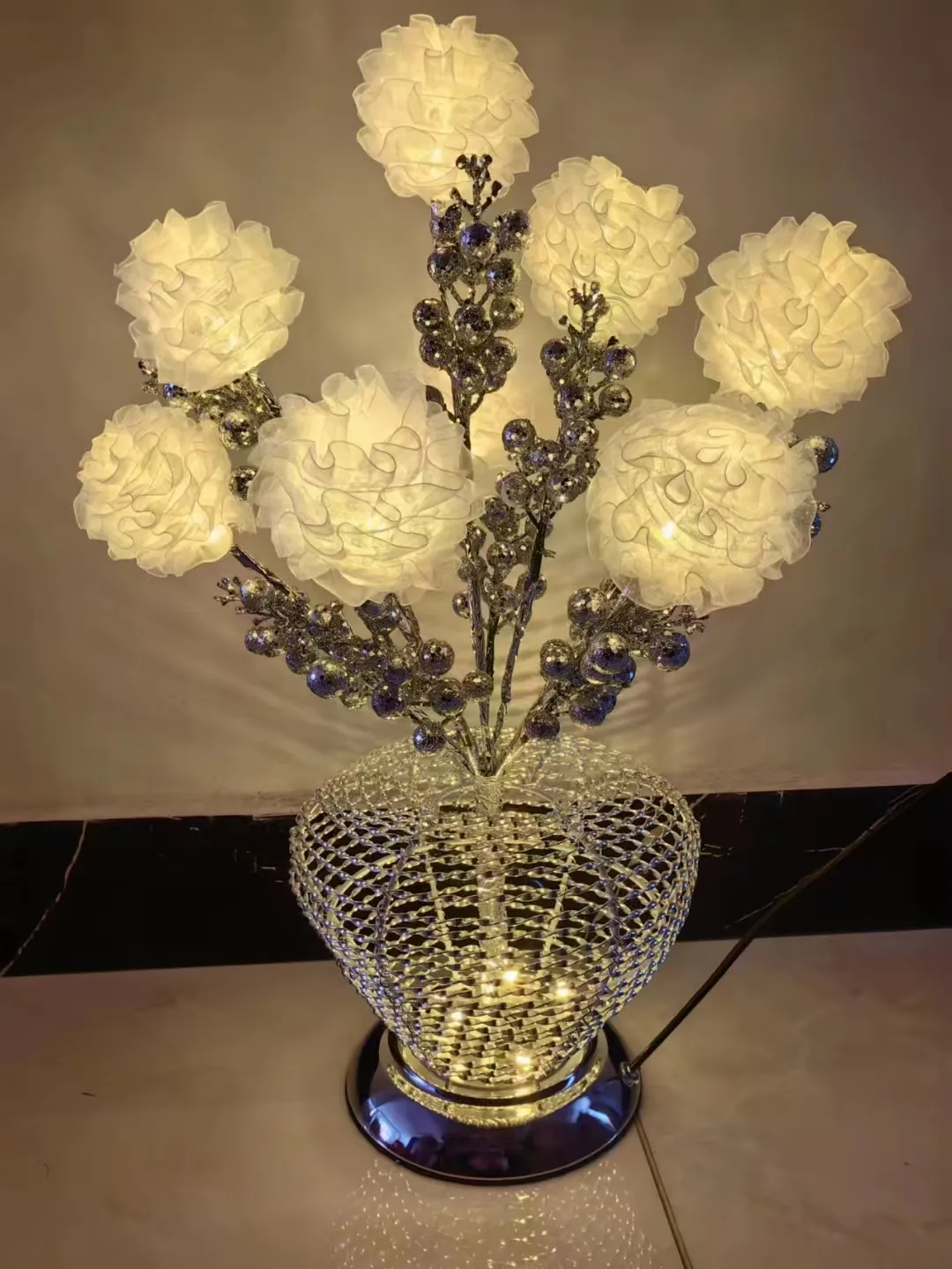 A White Forget-Me-Not Artificial Bouquet with Light Woven Vase from ...