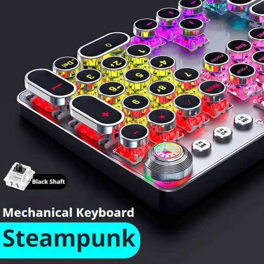 EWEADN TK100 Mechanical Keyboard Ergonomic Wired 104 Key Retro ...