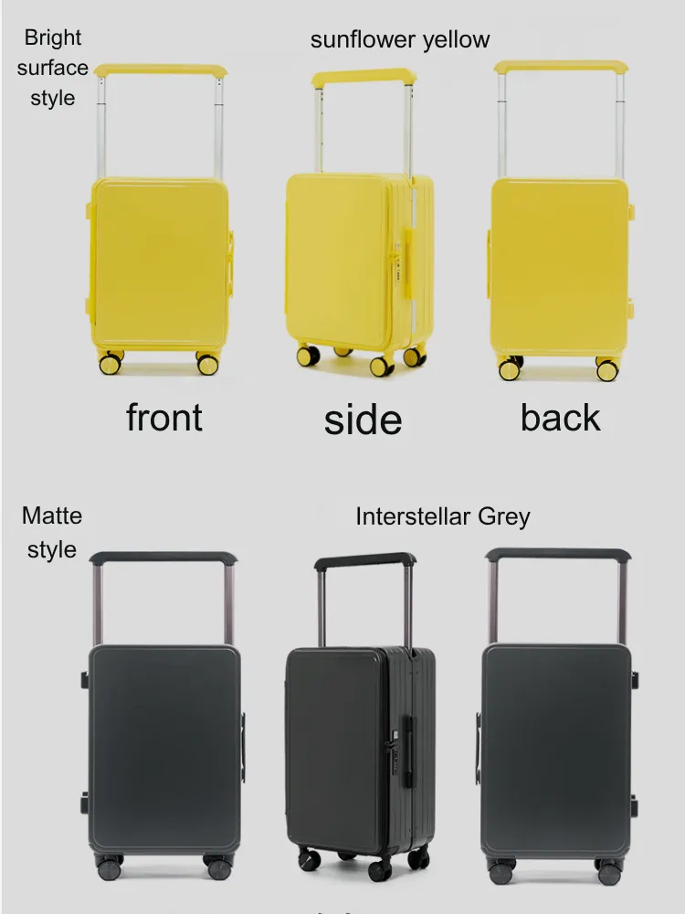 Silent Universal Wheel Luggage with Wide Pull Rod and Zipper - Front ...