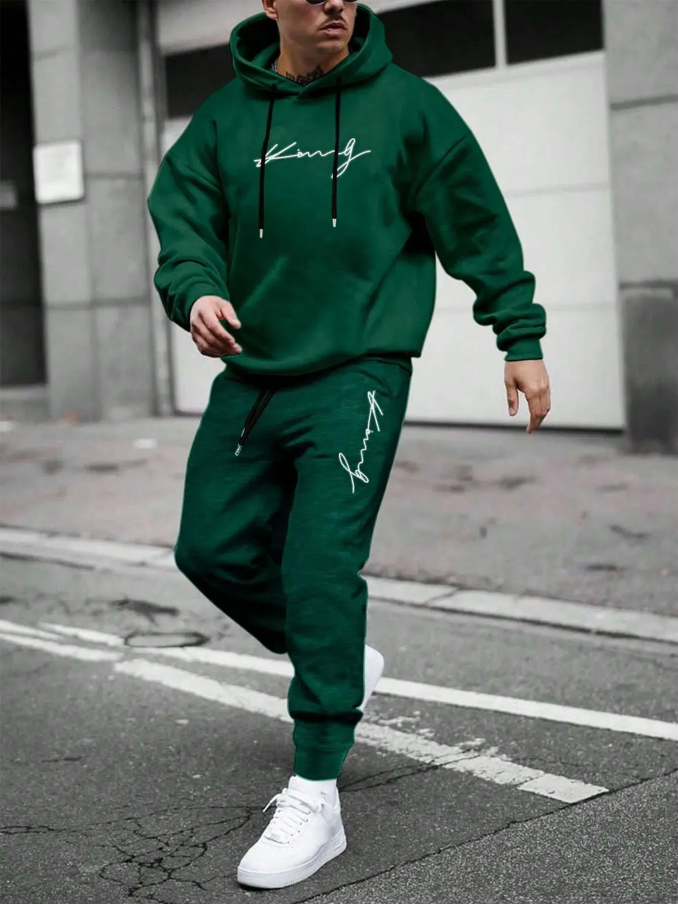 Autumn Winter Two Piece Set For Men And Women, Drawstring Tracksuit ...