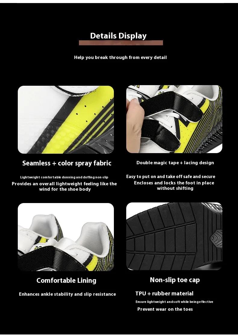 Weightlifting Sneakers Mens Trainers Indoor Fitness Hard Sole Support ...