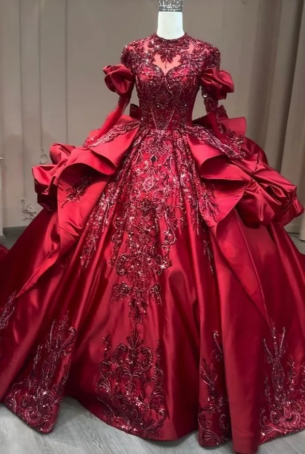 Princess Red XV Anos Quinceanera Dresses Jewel Neck... From ...