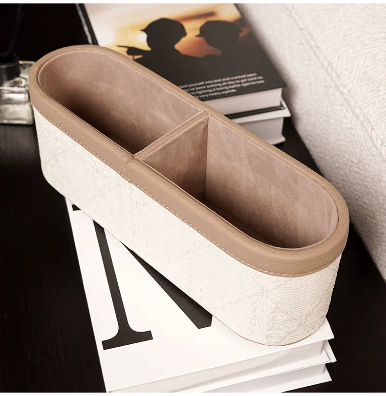 Portable leather storage box for remote controls and desktop ...