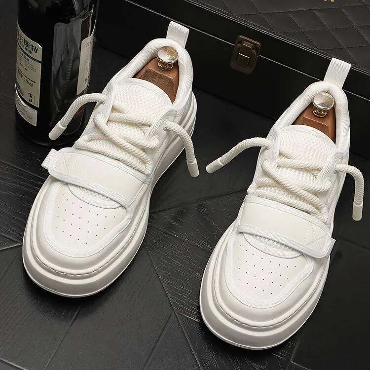 Men Fashion White Leather Ballet Flats with Beading Cap Toes and Spool ...