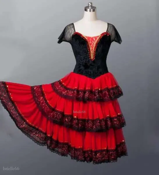 Red Romantic Tutu Spanish Kitri Ballet Dress For Women Professional Nylon Ballet Dance Costume ...