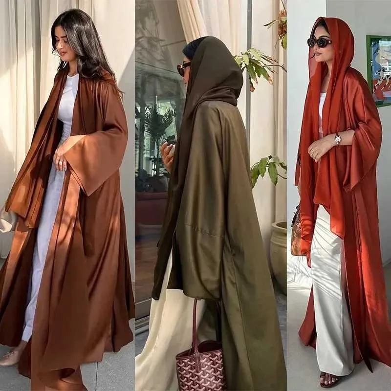 Eid Al Fitr Djba Long Chiffon Kimono Abayas Slim Fit Dubai KTan Dress ...