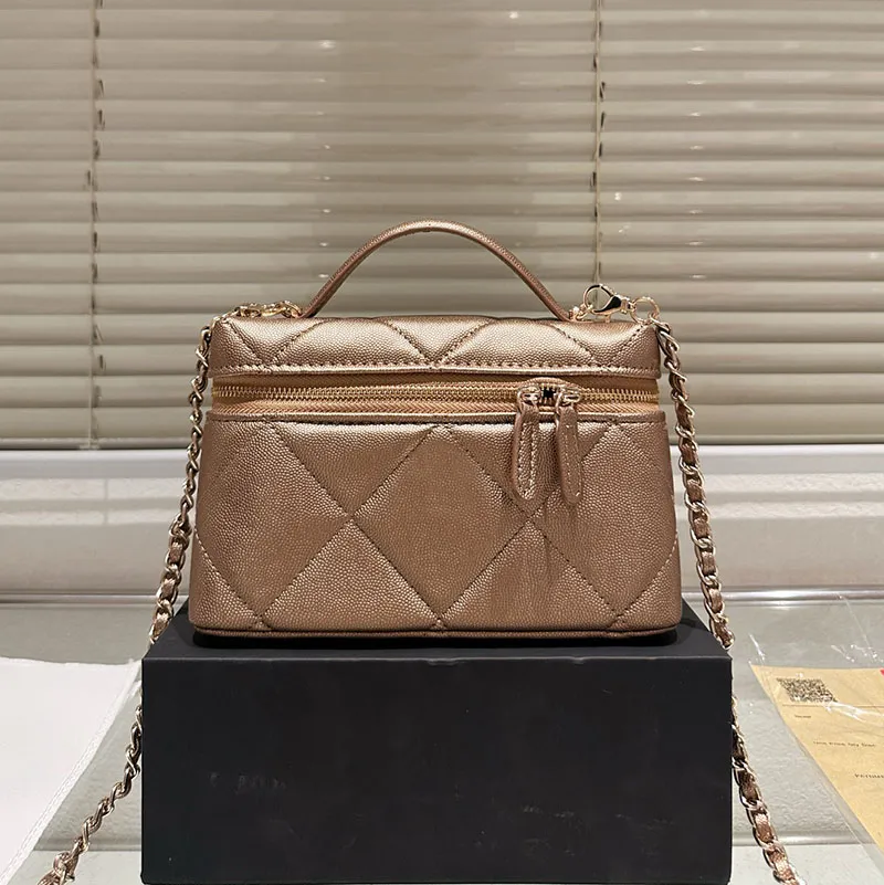 Designer Women Mini Vanity Bag 11cm Lambskin Leather Cosmetic Case With ...