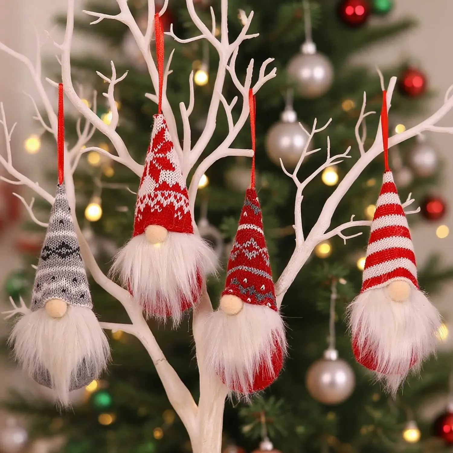 8 Pack Metal Christmas Tree Ornaments Hanging Decorations for Home ...