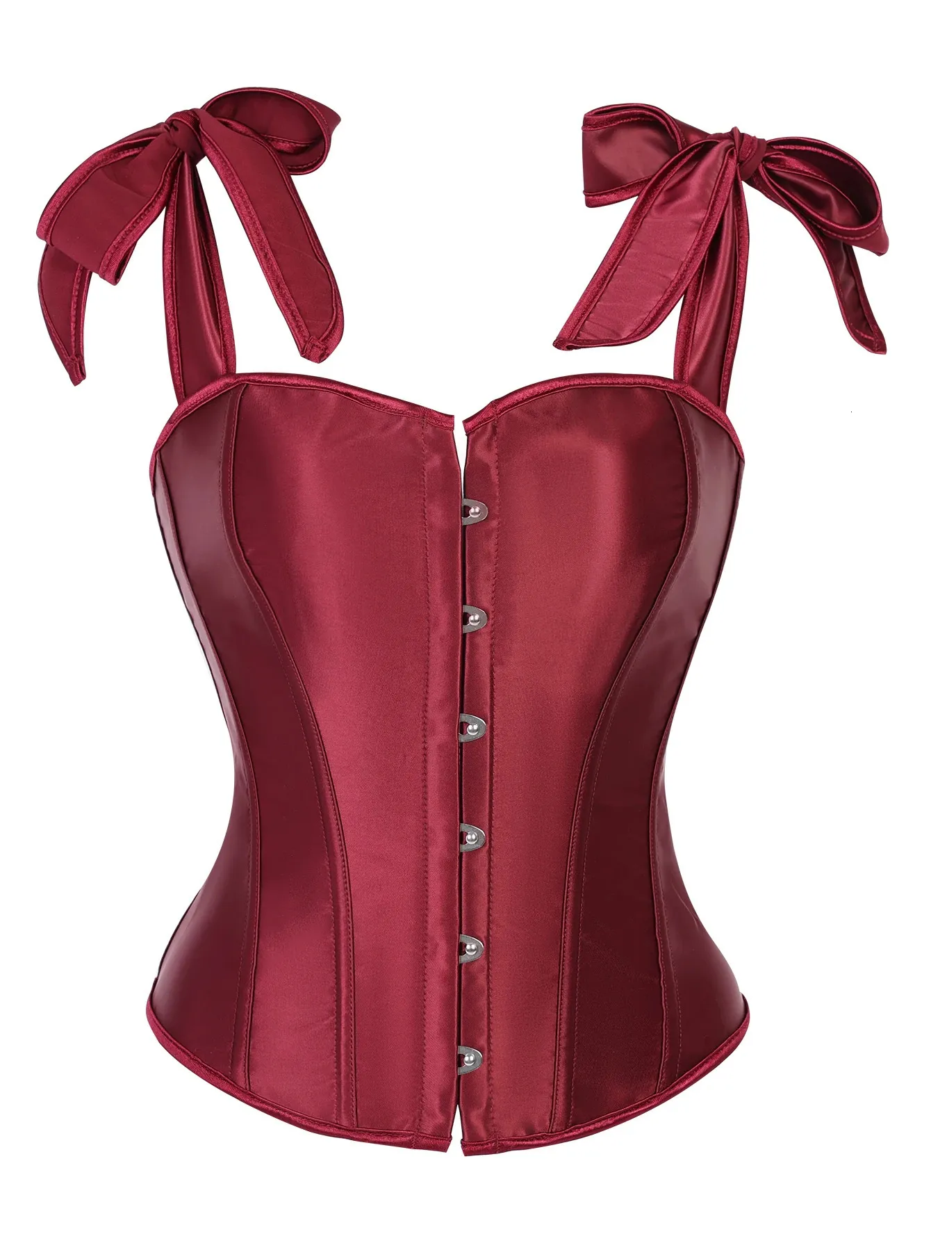 Ivory satin strapless halter neck double shoulder strap acetate corset ...