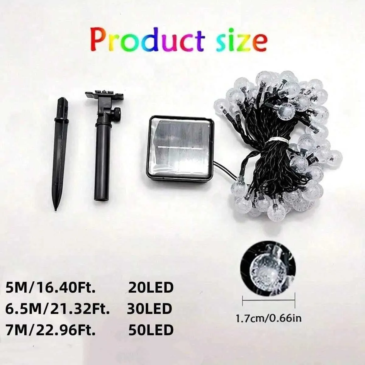 2 in LED Purple Blue Light Crystal Globe Solar String Light Outdoor ...