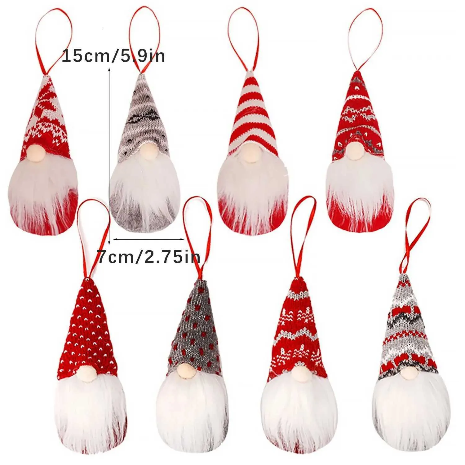 8 Pack Metal Christmas Tree Ornaments Hanging Decorations for Home ...