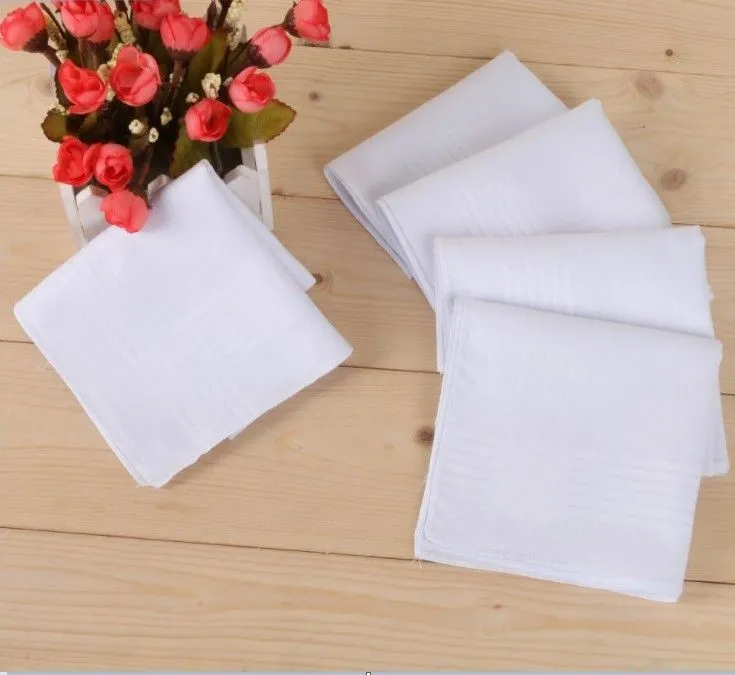 Pure White Hankerchiefs 100% Cotton Male Table Satin Handkerchief ...