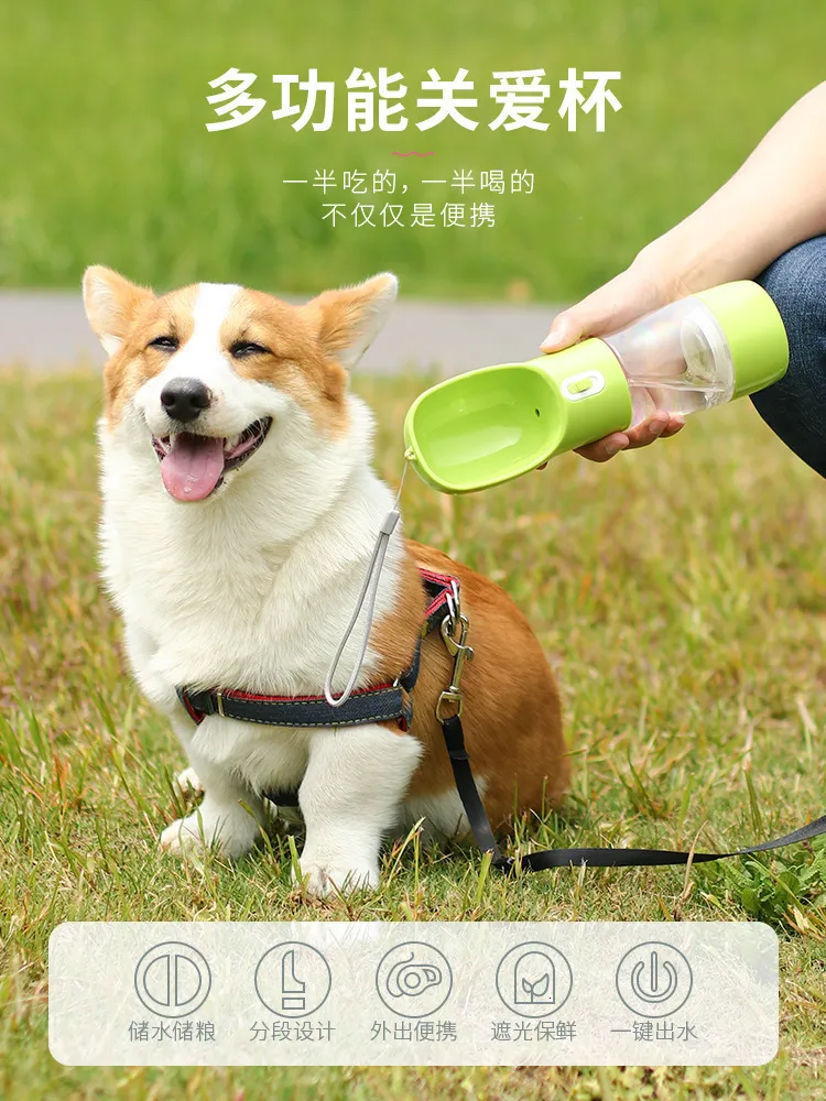 Portable Pet Water Bottle & Food Container - 2-in-1 Dog Water Cup for ...