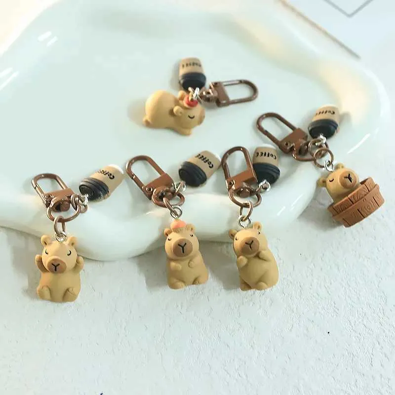 Animal Plush Keychain Cute Resin Capybara Keychain Kawaii Backpack ...