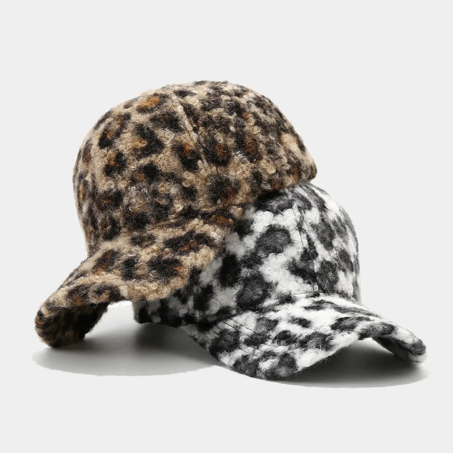Leopard Print Baseball Cap Women Men Hat Silk Hard Top Warm Sun ...