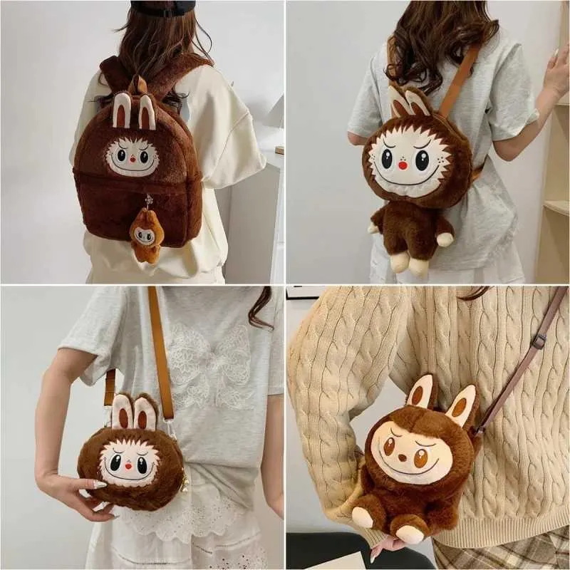 Labubu Plush Toy Backpack Cute Cartoon Doll Mini Crossbody Bag For ...