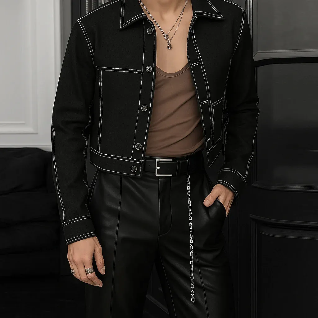 Men's Casual Acetate Tatting Jacket with Hood and Button Closure ...