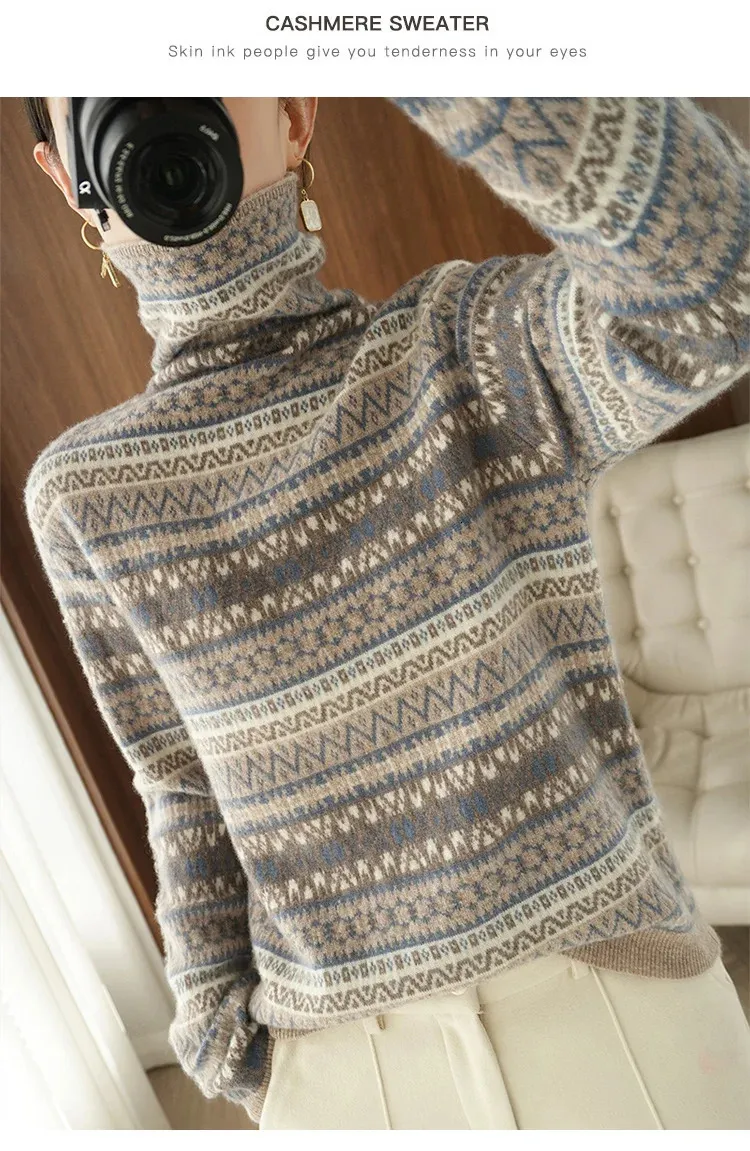 Womens Loose Fit Acetate Knit Pullover Sweater High Neck Batwing Sleeve ...