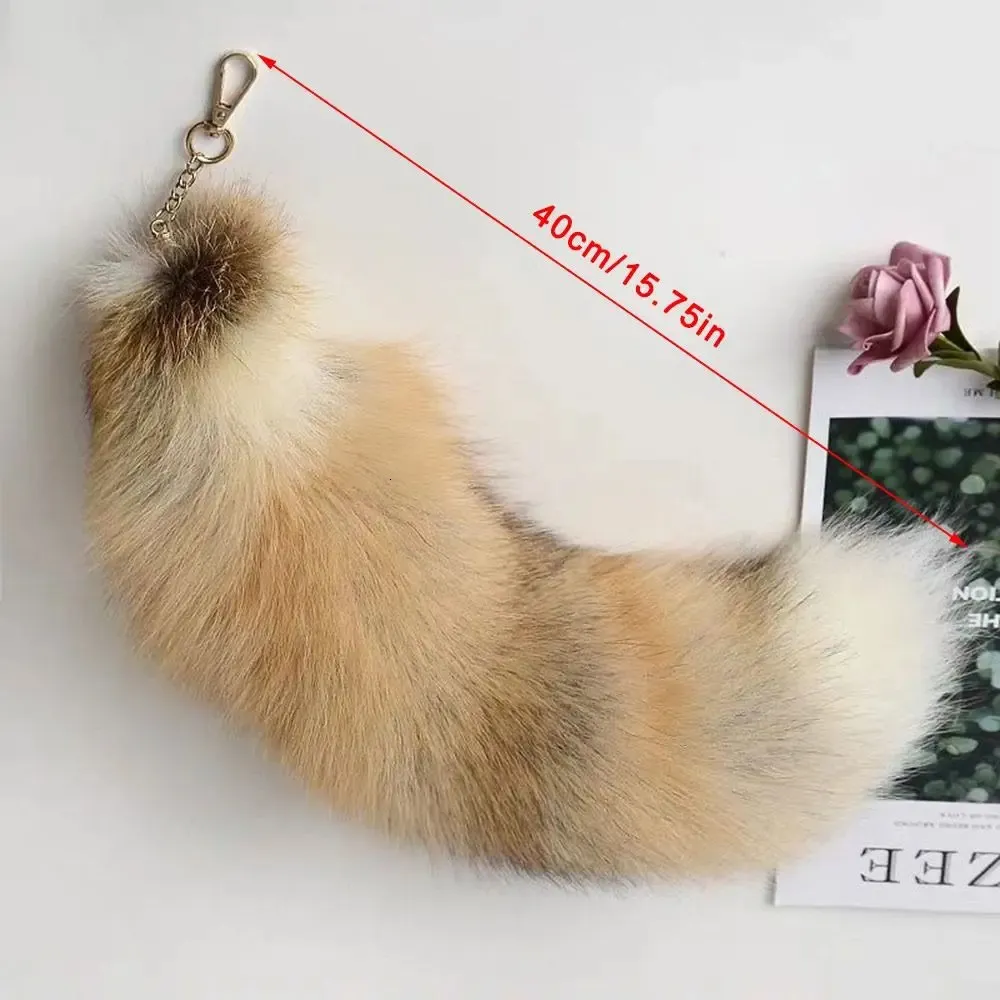 Fashion Faux Fur Fox Tail Pendant Keychain with Cotton Material and O ...