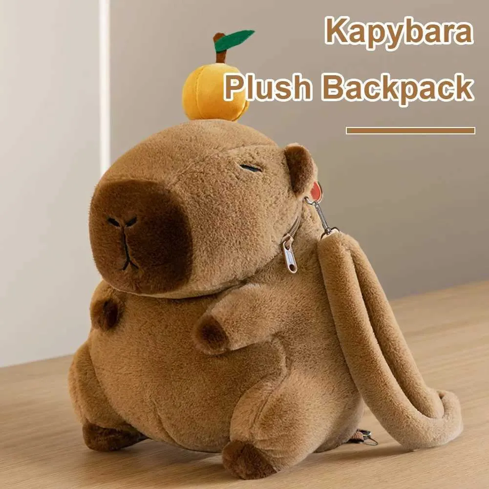 Cute Capybara Plush Backpack Cartoon Animal Shoulder Bag For Students ...