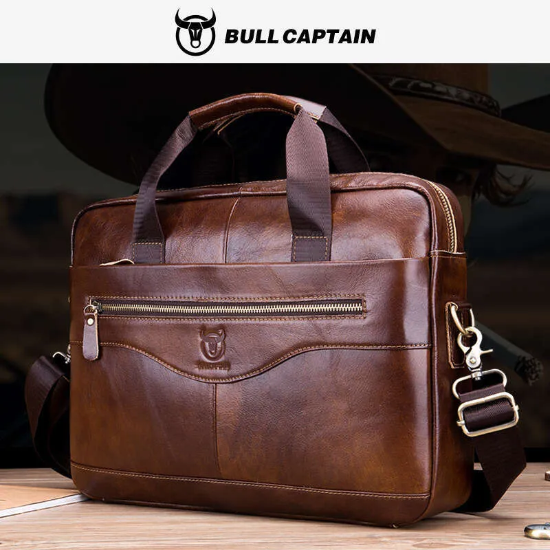 High Quality Genuine Leather Captain Cow Laptop Handbag For Men Laptop ...