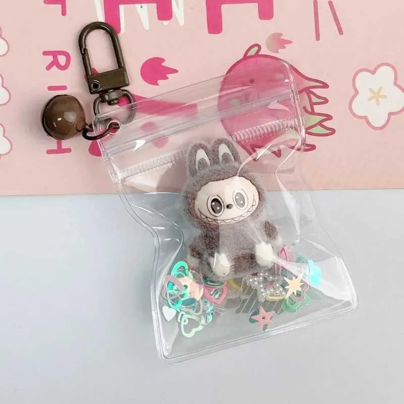 Plush Keychain Transparent Mini Labubu Girl Keychain Crushed Stone ...