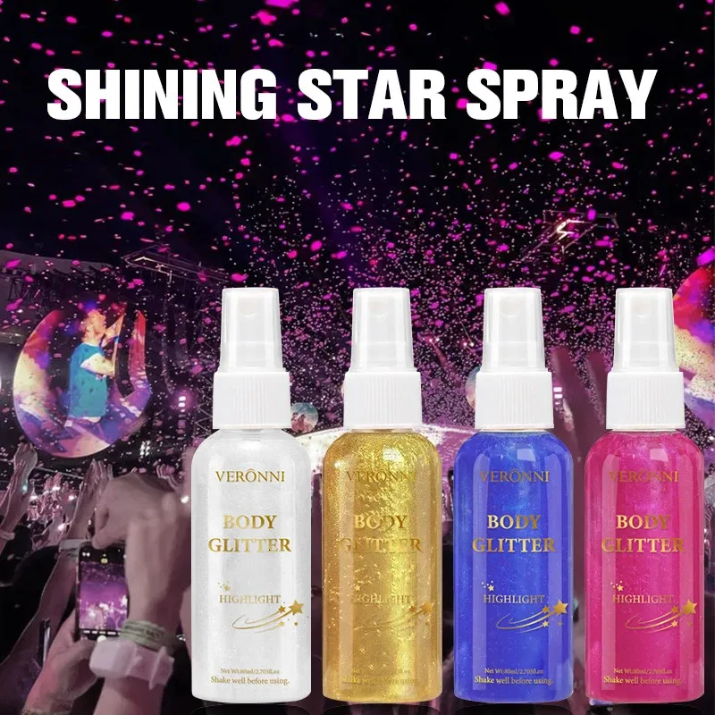 Glitter Hair Shimmer Spray Multi-Purpose Body Face Fine Mist Body Glow ...