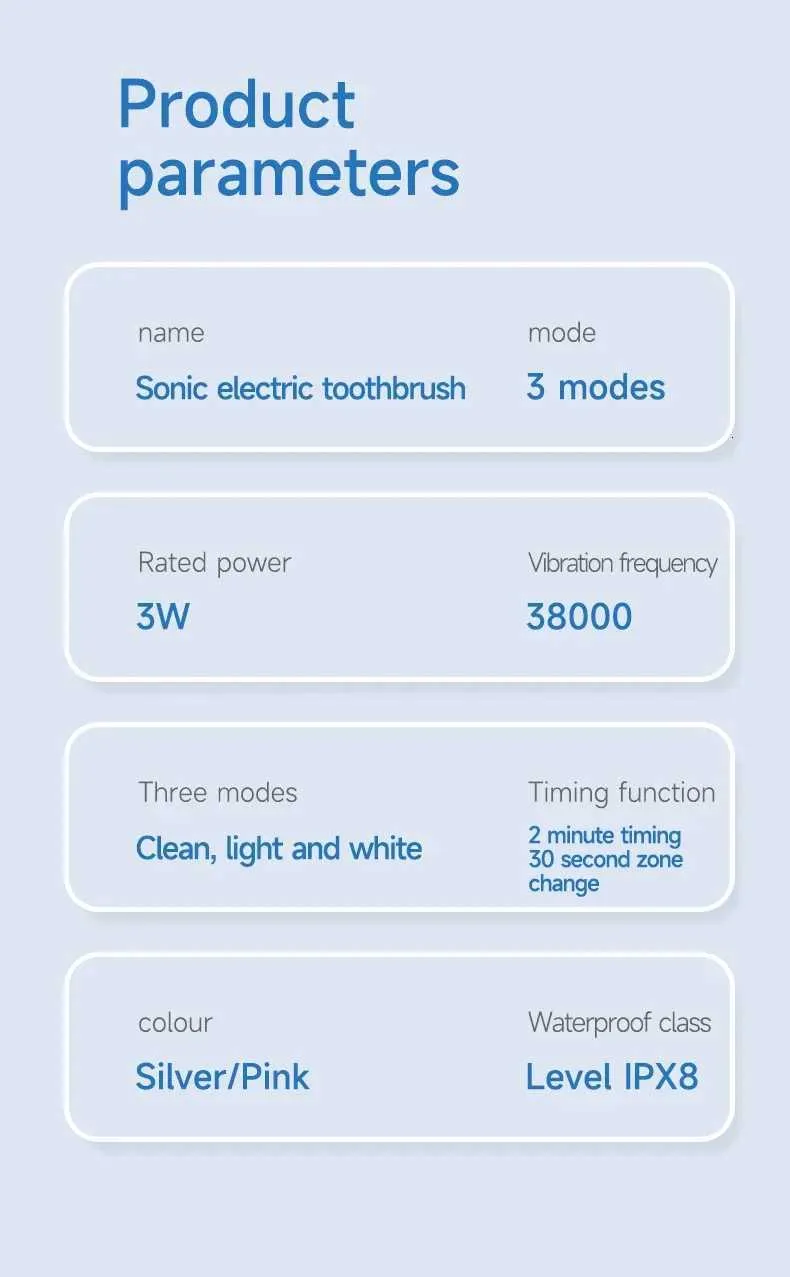 Pure Wisd Sonic Electric Toothbrush Rechargeable Soft DuPont Bristles ...