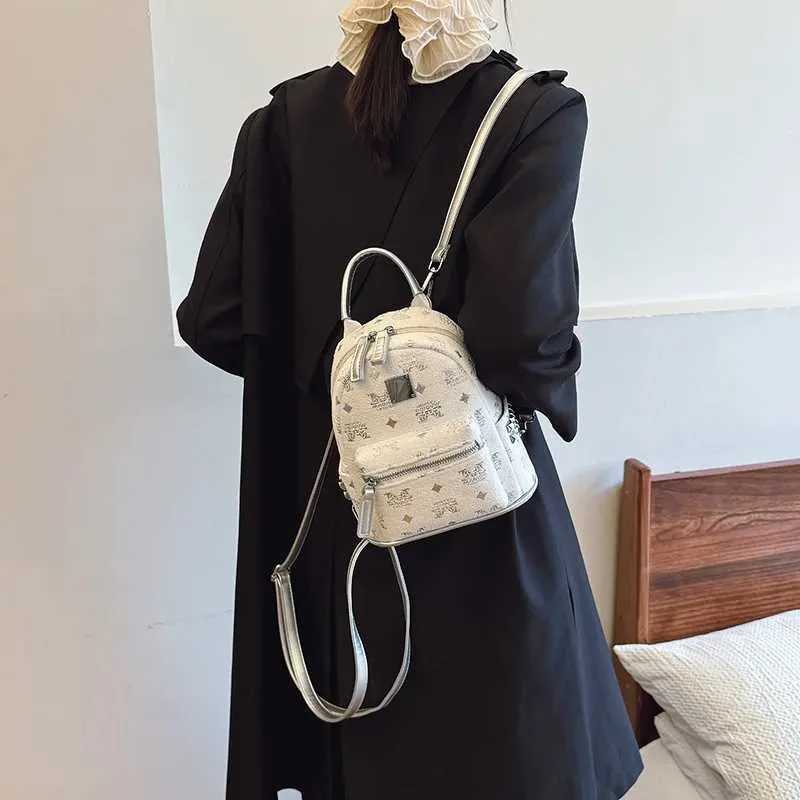 Mini Soft Non-Woven Women's Backpack with Cover Closure Stone Pattern ...