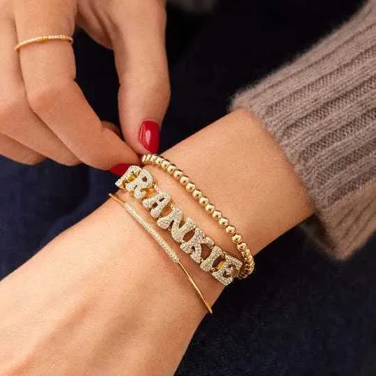 Doremi Fat Bubble Slide Initial Letter Bracelet Full... From Tadewi, $7 ...