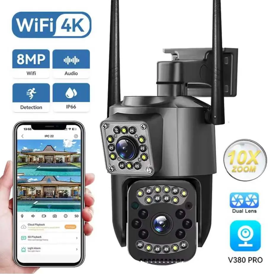 H251103 CCTV Security Cameras 4K 8MP Dual Lens WiFi Outdoor PTZ ...
