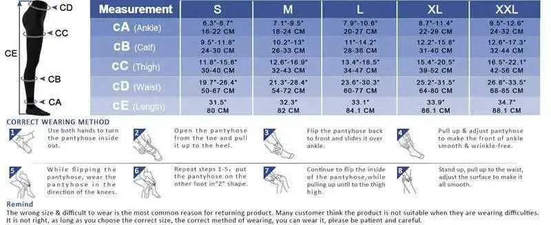 Medical Compression Pantyhose 30-40 mmHg Graduated Support Nylon Opaque ...