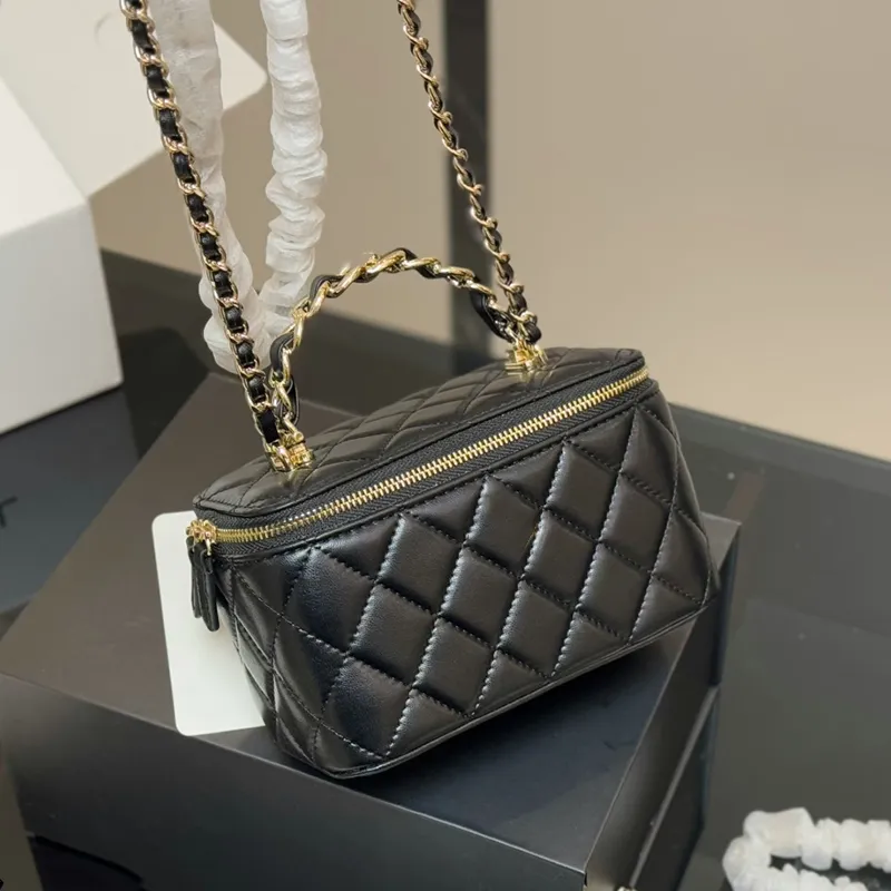 Girls Lambskin Makeup Vanity Box Bag Tote Cosmetic Case Handbag with ...