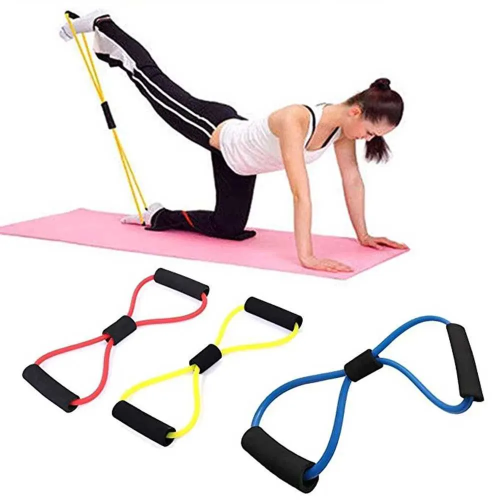 Yoga Resistance Band Elastic Exercise Puller: 8-Shaped Chest Extender ...
