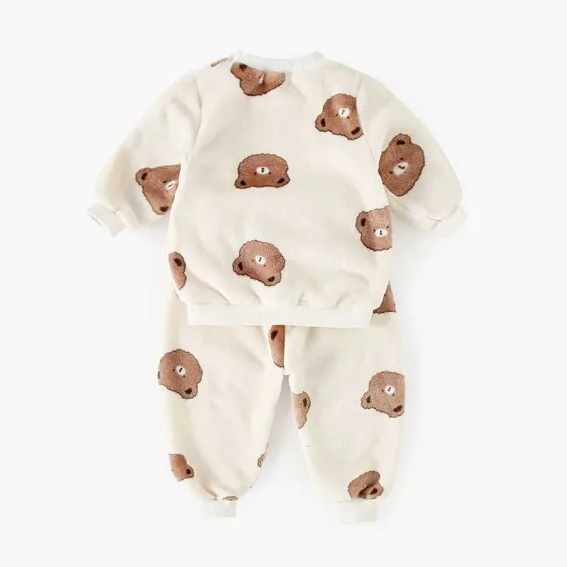 MILANCEL Winter Kids Pajama Set 9M-5Y Cartoon Bear Girls Thick Fleece ...