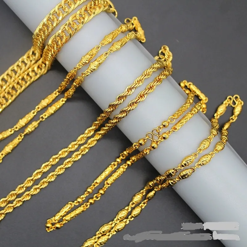 Hight Quality Fake Yellow Gold Rope Chain 50cm/55cm Alloy Necklace For ...